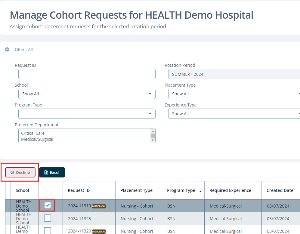 How to Decline a Submitted Request – CCPS | Providers Support Center