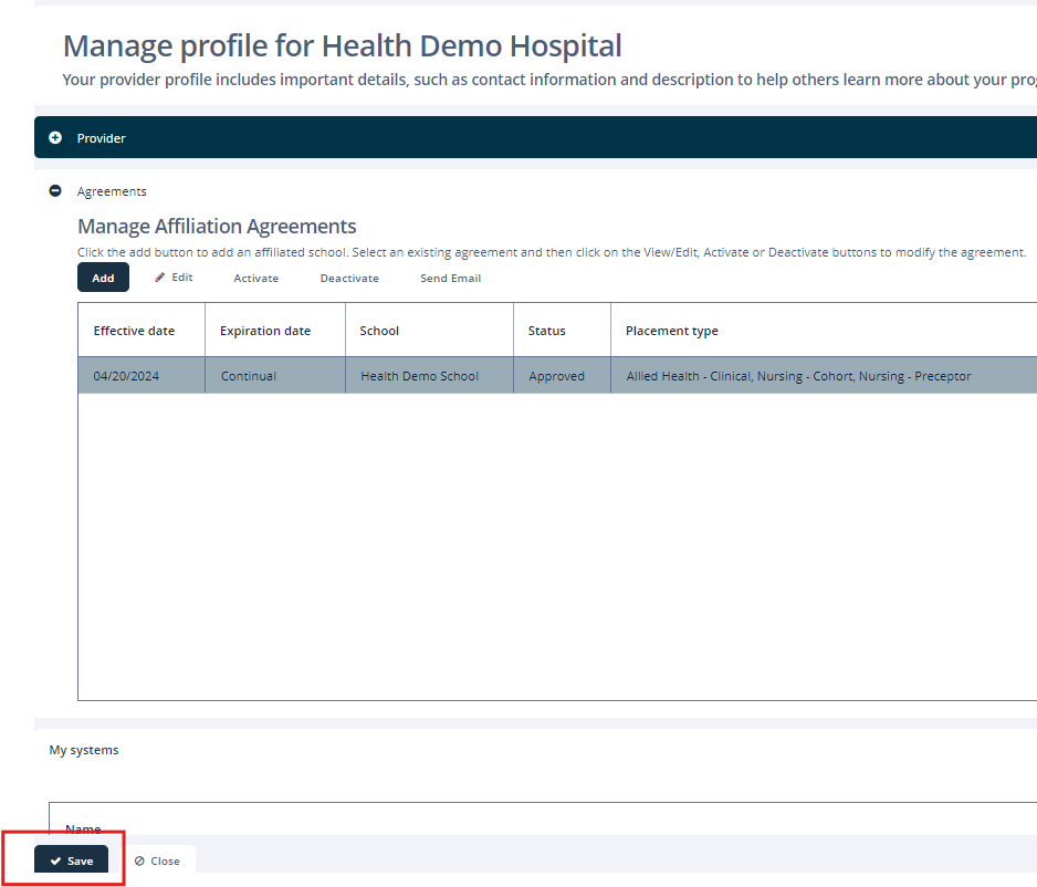 How a Provider adds a School Affiliation Agreement – CCPS | Providers Support Center